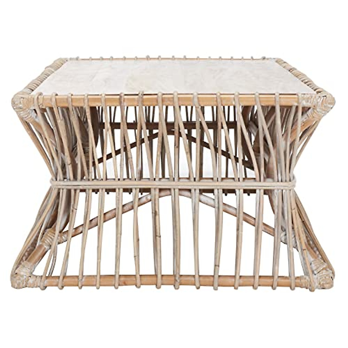 Safavieh Home Collection Gensho Rattan Coffee Table, White/Grey Wash