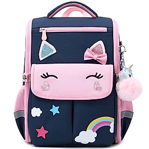 AO ALI VICTORY Unicorn Backpack for Girls with Lunch Box Set Kawaii Kids Toddler Bookbags Cute Kindergarten Preschool Elementary School Bag (Large, Pink Set-3 PCS)