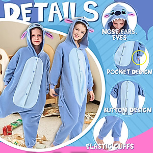 CANASOUR Kids Christmas Halloween Costumes Anime Cosplay Animal One Piece Onesie Pajamas 10-12 Years Girls Boys (10-12 Years, Blue)