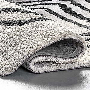 nuLOOM Mica Abstract Circles Shag Area Rug, 9' x 12', Ivory