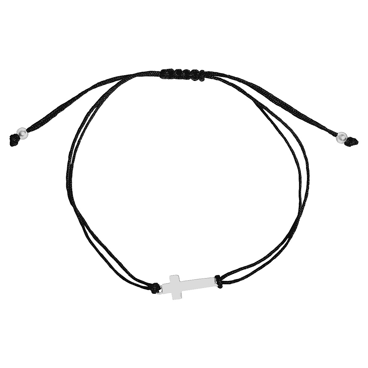 Silpada 'Simplex Cross' Black Cord Cross Bolo Charm Bracelet in Sterling Silver, 10"