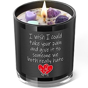 Get Well Candle with Healing Crystals - Get Well Gifts for Women After Surgery, Humor Surgery Recovery Gifts for Women, Get Well Soon Gifts, Lavender Scented Candle, 10 oz, Black
