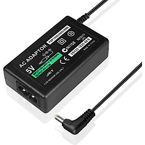 TFSeven 2Pcs PSP-S110 1200mah Rechargeable Lithium Ion Replacement Sony PSP Slim Battery + AC Adapter 5V 2A Wall Travel Power Supply Compatible for PSP 2000 2001 3000 3001 3004 Accessories Bundle Kit