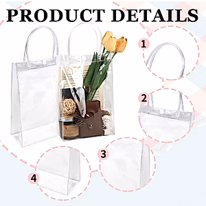 zandfelo 20 Pcs Clear Gift Bags with Handle, Clear Goodie Bags Plastic Gift Bags, Reusable Transparent PVC Gift Wrap Tote Bag for Gift Wrapping (clear, 8x10x3.2)
