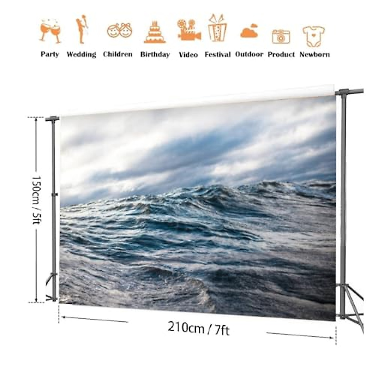 Winter Sailing Cold Blue sea at Sunset Clouds Norway Photography Backdrop Photographer Portrait Banner Photo Studio Photobooth Prop Photography Background Decoration Supplies 7×5ft