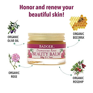 Badger Rose Beauty Balm, Intensive Moisturizer, 28 g/1oz