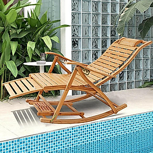 VBSQ Rocking Chair Sun Lounger Portable Garden Yard Balcony Deck Recliner W/Footrest Slirr Chair Rocking Chair Rocker Chair Rocker Camp Chair Rocker Recliner Rocking Camp Chair Rocking Chairs