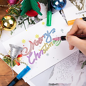 SAKEYR Super Squiggles Outline Markers Shimmer Markers Set, Double Line Pens for Card Making Paint Markers for Craft Supplies Glitter Pens for Photo Album Scrapbook Teen Girls Gifts 4-12 Years