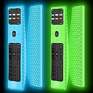 2 Pack Silicone Protective Case Cover for New XRT136 Vizio Smart LCD LED TV Remote Control,Shockproof XRT136 Vizio Remote Replacement Case,Soft Durable Remote Bumper Back Covers-Glowblue+Glowgreen