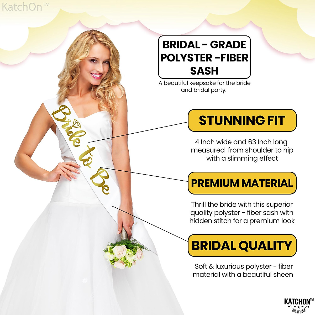 KatchOn, Bride to Be Sash and Headband set - Pack of 5 | Bachelorette Veil for Bride | Bachelorette Party Decorations | Gold Bachelorette Sash, Bridal Shower Decorations | Bachelorette Party Favors