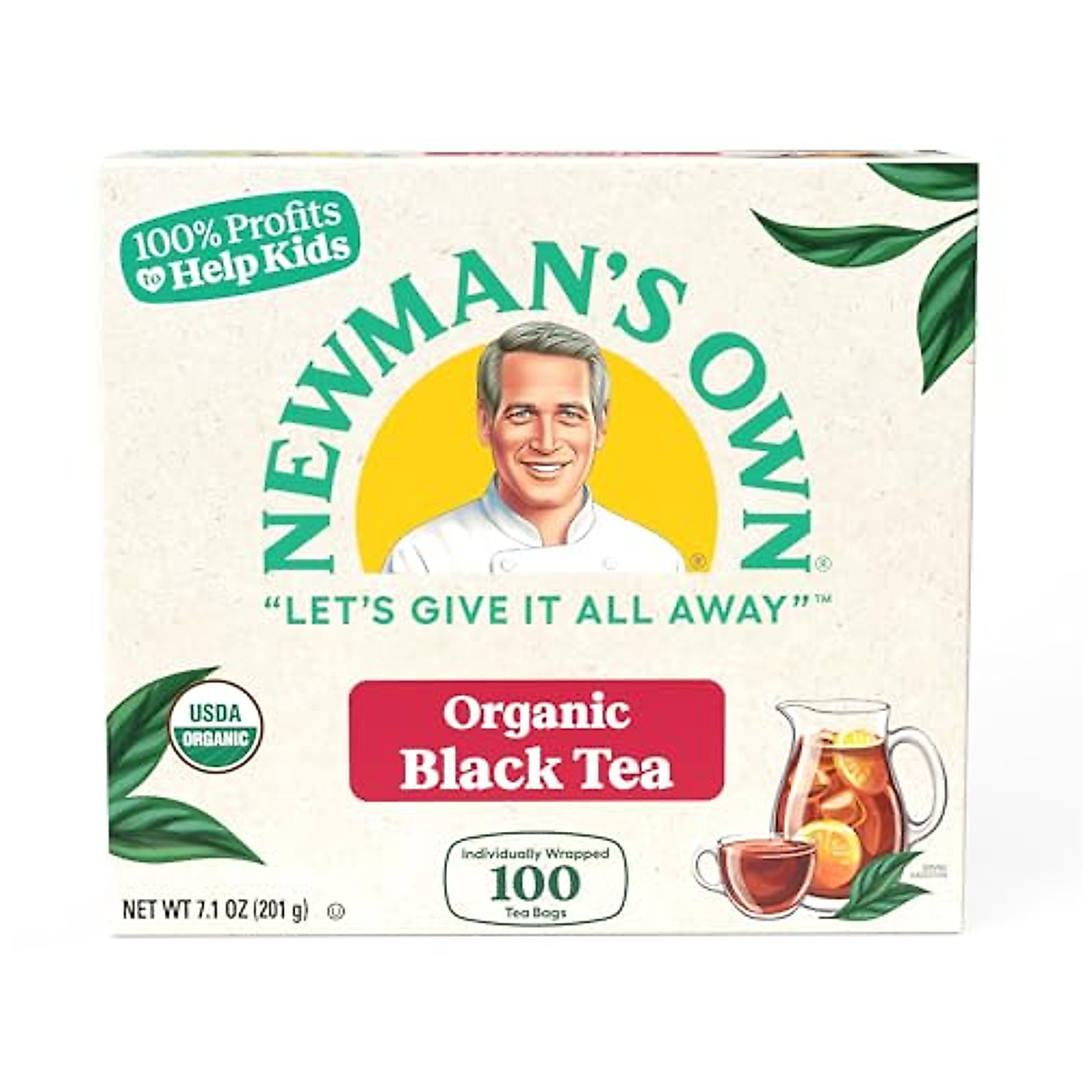Newman's Own Organic Black Tea Promotes Overall Wellbeing Strong Robust Black Tea with 100 Tea Bags Per Box (Pack of 2) USDA Certified Contains Caffeine Brew Hot/Cold