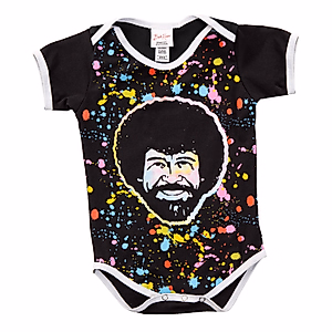 Calhoun Officially Licensed Bob Ross Splatter Print Baby Onesie (0-6 Months)