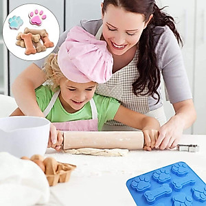 WSZBDR 2 Pack Silicone Molds Puppy Dog Paw and Dog Bone Silicone Dog Treat Molds for Baking Chocolate,Candy,Jelly,Ice Cube,Dog Treats