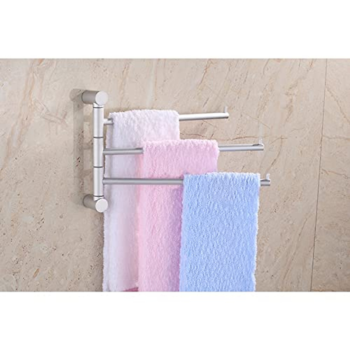 Towel Racks, Towel Rack 360 Degree Rotatitowel Rack Anti-Rust Activity Towel Holder Space Aluminum Towel Rack Wall Mounted Towel Rack Bathroom Kitchen Organizer Towel Stack/3 Rail/a