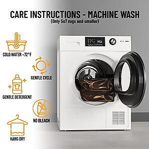 Machine Washable Leaves Design Non-Slip Rubberback 3x5 Traditional Area Rug for Living Room, Bedroom, Kitchen, 3'3" x 5', Brown