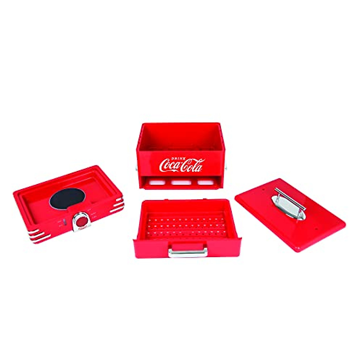 Nostalgia Extra Large Diner-Style Coca-Cola Hot Dog Steamer and Bun Warmer, 24 Hot Dog and 12 Bun Capacity, Steam Bratwursts, Sausages, Vegetables, Fish, Dumplings, Red