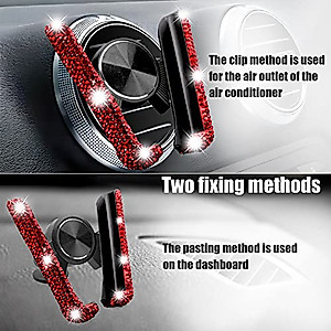 QUICTO Bling Car Phone Holder, Mini Car Dash Air Vent Cellphone Mount, 360° Rhinestone Crystal Adjustable Car Phone Mount, Universal Women and Girls Bling Car Interior Accessories (Red)