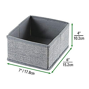 mDesign Rectangular Soft Fabric Dresser Drawer and Closet Storage Organizer Bin for Lingerie, Bras, Socks, Leggings, Clothes, Jewelry, Scarves - Textured Print - 2 Pack - Gray