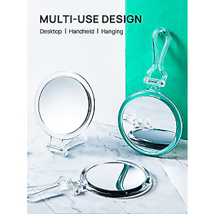 OMIRO Hand Mirror, Double-Sided 1X/15X Magnifying Foldable Makeup Mirror for Handheld, Table and Travel Usage