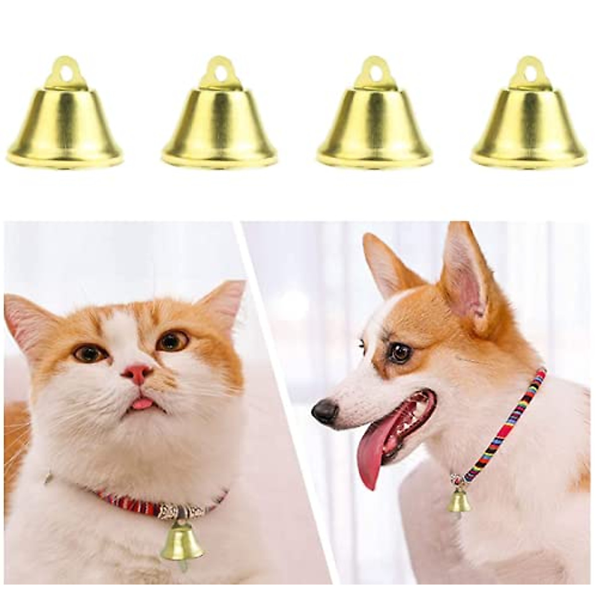 HLLMX 16 PCS Gold Liberty Jingle Bells 38mm/1.5inch Shiny Bells Liberty Bells for Craft Making Wind Chimes and Animal Collar
