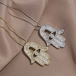 BLBLJERY Evil Eye Hamsa Necklace for Women Hamsa Hand Necklace Good Luck Charm Fatima 14k Gold Hamsa Hand Pendan