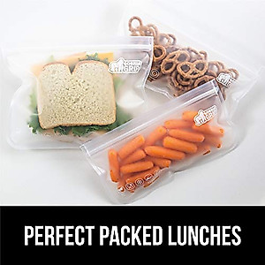 Gorilla Grip Reusable, Leakproof Secure Zip Freezer Safe, Food Grade PEVA Food Storage Bags, Lunch Storage Produce, School, Work, Snack, Sandwich