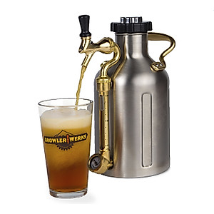 GrowlerWerks uKeg Carbonated Growler-Great Gift for Beer Lovers, 64 oz, Stainless Steel