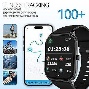 anyloop Smart Watch for Men and Women, 2.02'' Activity Tracker and Smartwatches, 100+ Sport Modes Fitness Tracker with IP68 Waterproof Heart Rate Sleep Monitor Compatible with Android&iOS