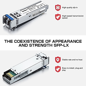 1000Base-LX/LH SFP Transceiver, 1.25G SFP LC Fiber Module, Gigabit Single Mode Mini GBIC, 1310nm SMF, up to 20km, for Cisco GLC-LH-SMD, Ubiquiti UF-SM-1G, Meraki, TP-Link TL-SM311LS and More