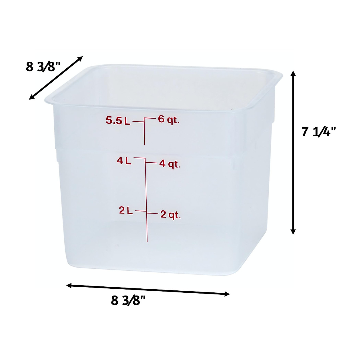 Lumintrail Cambro 6 Quart CamSquare Plastic Storage Container, Translucent, and Red Lid, Bundle with a Measuring Spoon Set (6SFSPP190), BPA Free Plastic