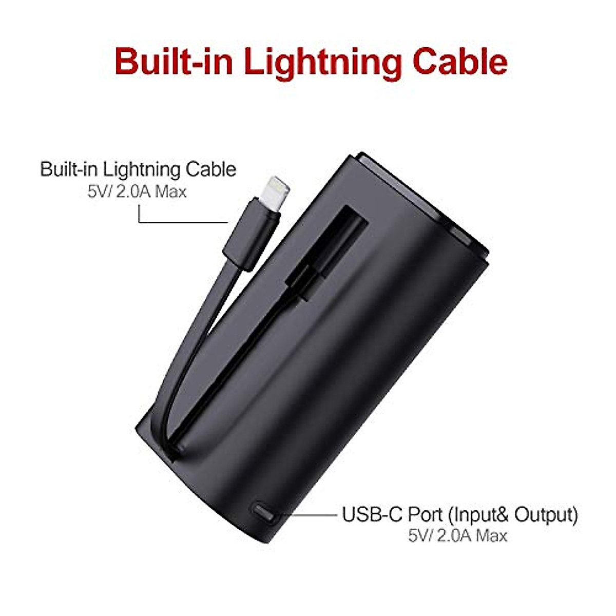 iWALK Portable Charger 9000mAh Ultra-Compact Power Bank with Built-in Cable and Wireless Earbuds Bluetooth 10mm Dynamic Drivers Hi-Fi Stereo Deep Bass, IPX5 & Compact & Ultra Lightweight 4g, Single/Tw