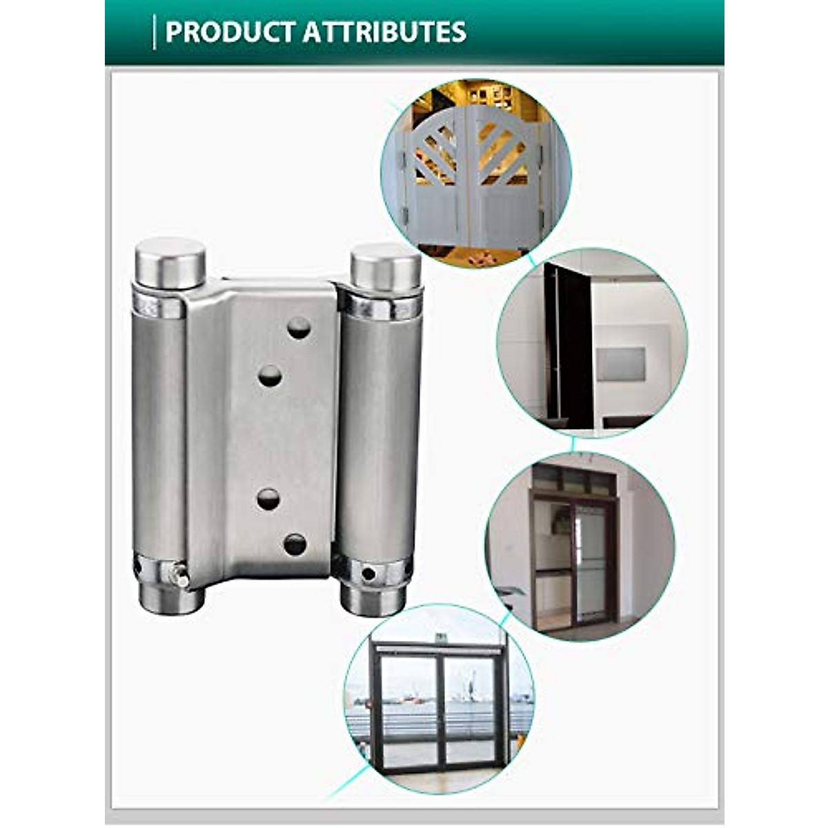 2 Pairs (4Pcs) of 3" Stainless Steel Cafe Saloon Door Swing Self Closing Double Action Spring Hinge