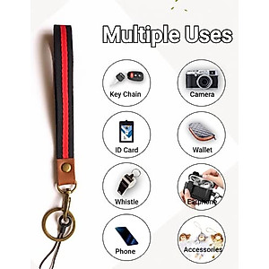 Olwaiy Wrist Keychain for Women & Men Key Chain Wrist Lanyard for Wallet Keys Car Key ID Holder Phone Strap Keychain Wristlet Fashionable Accessories (Red + Black)