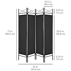 Best Choice Products 6ft 4-Panel Folding Privacy Screen Room Divider Multipurpose Decoration Accent for Bedroom, Bathroom, Office, Salon, Shade w/Steel Frame, Lightweight Design - White