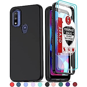 LeYi for Moto G Pure Phone Case: Moto G Power 2022 Phone Case with [2 x Tempered Glass Screen Protector], Full-Body Shockproof Silicone Phone Case for Moto G Pure/Motorola G Power 2022, Black