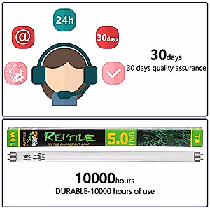 LUCKY HERP 18inch 15W T8 UVB 5.0 Reptile Light, UVA UVB Bulb, Fluorescent Lamp for Reptiles Amphibian