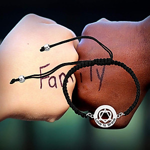 BEKECH Adoption Bracelet Love is Brave Intertwined Heart and Triangle Adoption Symbol Charm Braided Bracelet for Stepmom