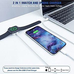 2 in 1 USB C Charger for Apple Watch and iPhone, 20W PD Fast Wall Charger Power Adapter with 6.6 FT Magnetic iWatch Charging Cable for Apple Watch Series 8/7/SE/6/5/4/3/2/1 & iPhone 14/13/12/11/XS/X