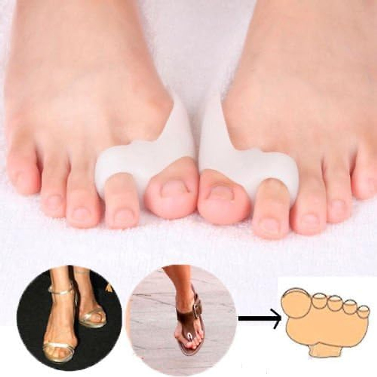 baolaili 1 Pair White Bunion Cushion and Protector Silicone Big Toe and Relieve Bunion Pain Bunion Pads Gel Bunion Corrector Guards Pad Cushion Toe Protector Straightener Toe Separators Realign