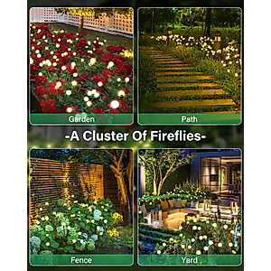 4 Pack 48 Big LEDs Solar Garden Lights-Firefly Lights Solar Outdoor Waterproof-2 Lighting Mode Solar Swaying Pathway Lights, Sway By Wind-Warm White Outdoor Solar Lights For Yard Patio Landscape Lawn