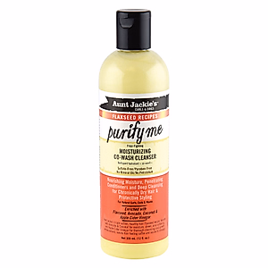 Aunt Jackie's Flaxseed Recipes Purify Me Frizz-Fighting Moisturizing Co-Wash Hair Cleanser for Chronically Dry Hair and Protective Styling, 12 Fl Oz