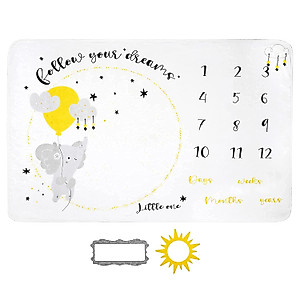 TreadSoft Baby Milestone Blanket for Boys & Girls | Personalized Baby Blanket for Newborn Including Props | Gender Neutral Baby Gift | 60 x 40 Inches