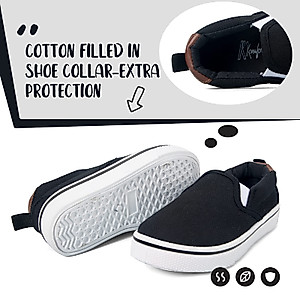 K KomForme Kids Shoes Toddlers Canvas Sneakers Slip on Walking Tennis Shoes for Boys Girls(Toddler/Little Kids/Big Kids) Black