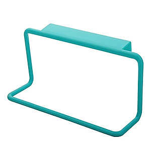 FnPti Over Door Towel Rail Hanger Kitchen Cabinet Cupboard Draw Hand Holder - Blue Plastic Towel Rack, Easy to Use and Clean, Free Punch