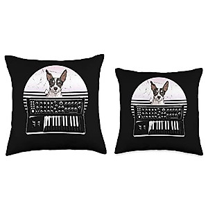 Synth Music Producer Keyboard Synthesizer Jack Russell Terrier Dog Modular Synthesizer Keyboard Throw Pillow, 16x16, Multicolor