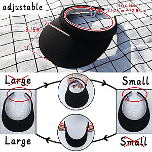 2 Pack Visors Womens Sun Hat UV Protection Men Cloth Clip On Visors Cap Adjustable Sport Wide Brim Golf (Black)