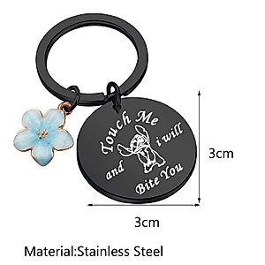 FOTAP Ohana Inspired Gift Hibiscus Flower Jewelry Touch Me and I Will Bite You Hawaiian Trip Gift (B-Bite You Key)