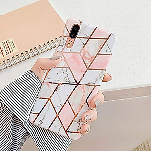 KABIOU Plating Geometric Marble Phone Case for Huawei P40 Pro P30 P20 Lite Pro Mate 30 20 Lite Glossy Soft IMD Phone Back Cover,j,for Huawei P30 Pro