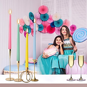 12 Pack 10 inch Multi-Color Taper Candle Set for Holiday Dinner Party, Unscented Long Candlesticks, Dripless and Smokeless, 7-8 Hours Burn