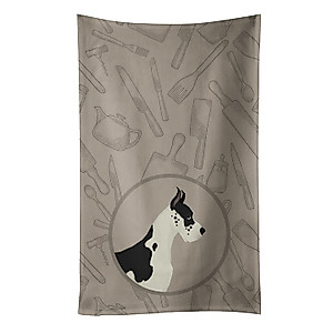 Caroline's Treasures CK2189KTWL Great Dane in The Kitchen Kitchen Towel Dish Cloths Guest Hand Towel Decorative Bathroom Towel for Face,Tea, Dishcloth, Kitchen and Bath